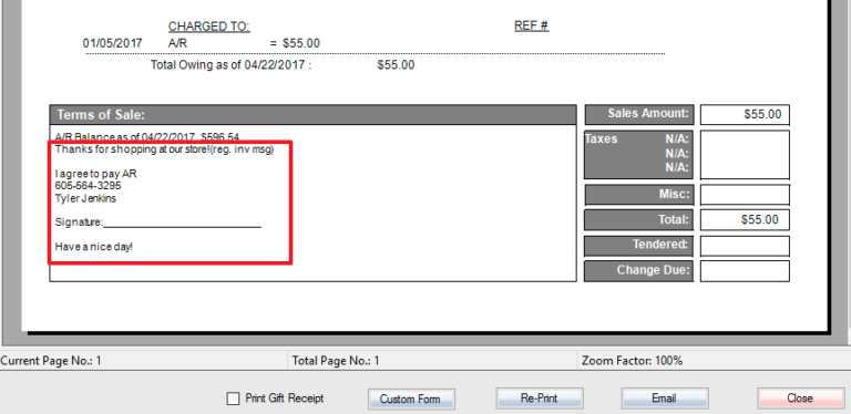 Print AR message + signature on Receipt - WooPOS Support