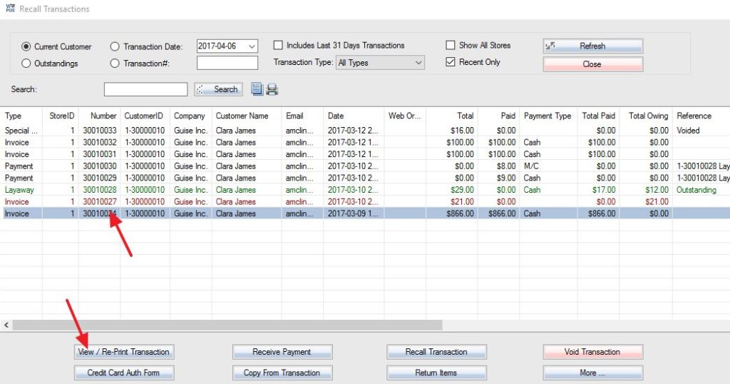 Reprinting Transactions - WooPOS Support