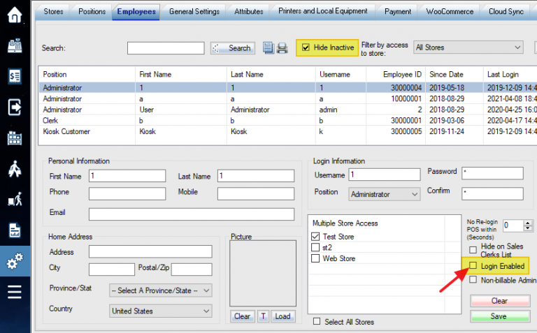 Setting Employees to Inactive - WooPOS Support